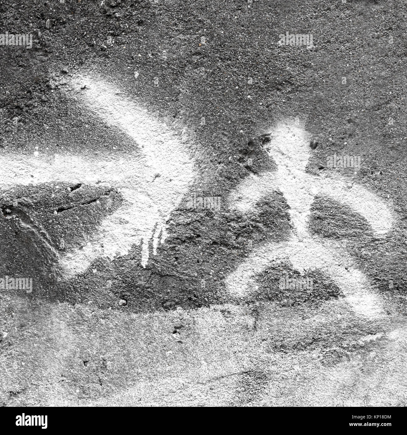 Les symboles du petit homme et d'une flèche peinte sur mur Photo Stock ...