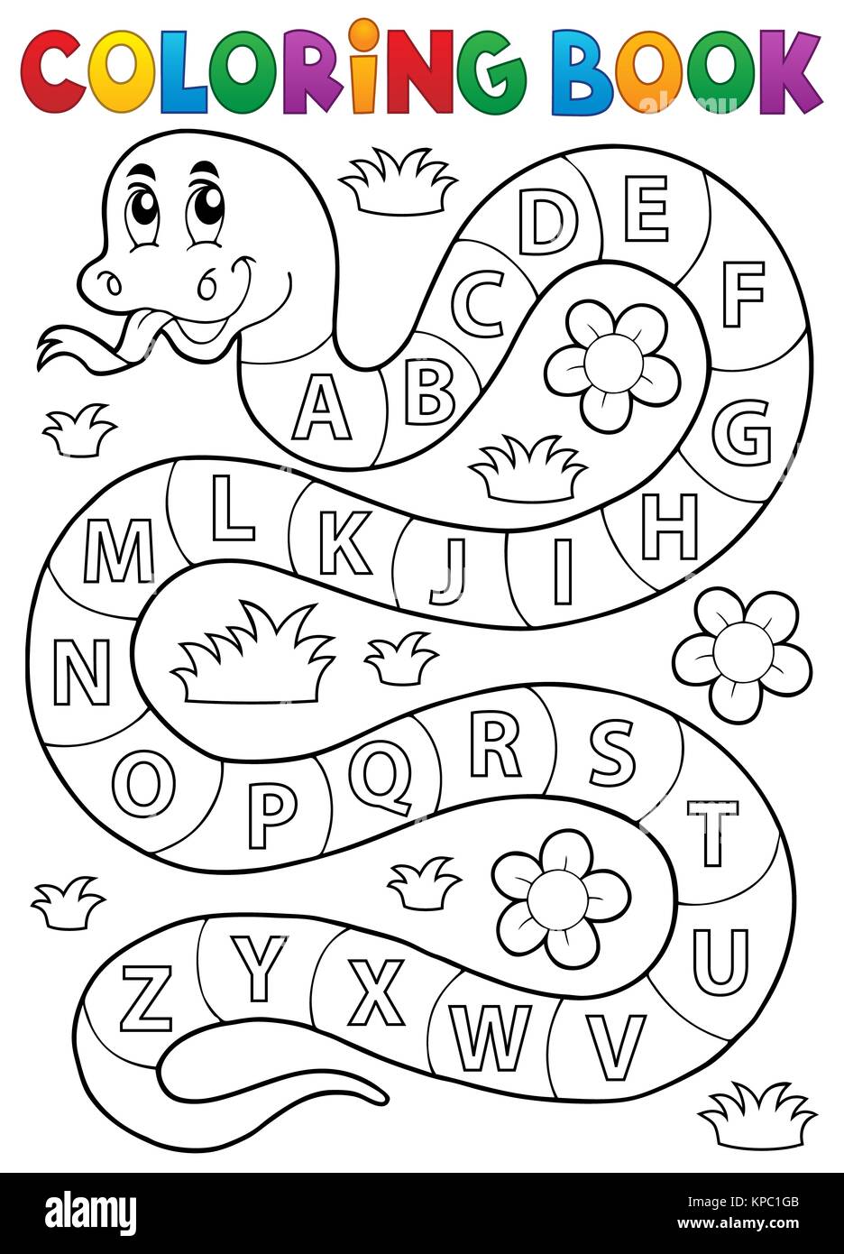 Livre de coloriage serpent au thème de l'alphabet Photo Stock - Alamy