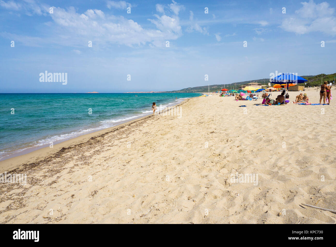 Plage de baignade à Badesi, Sardaigne, Italie, Méditerranée, Europe ...