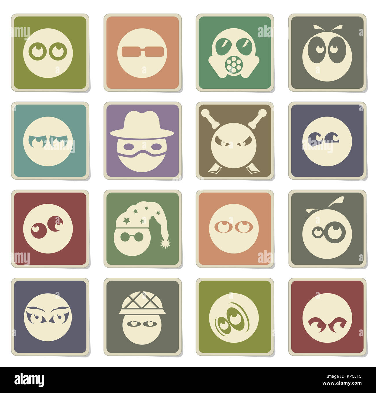 Les émotions et les regards icons set Photo Stock - Alamy