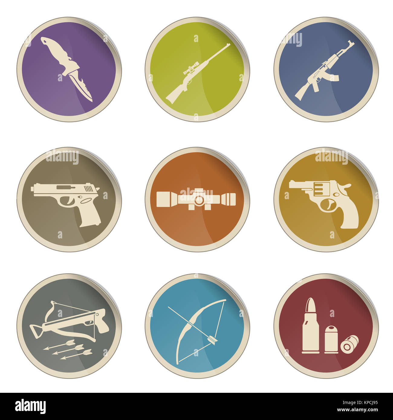 Symboles d'armes icon set Photo Stock - Alamy