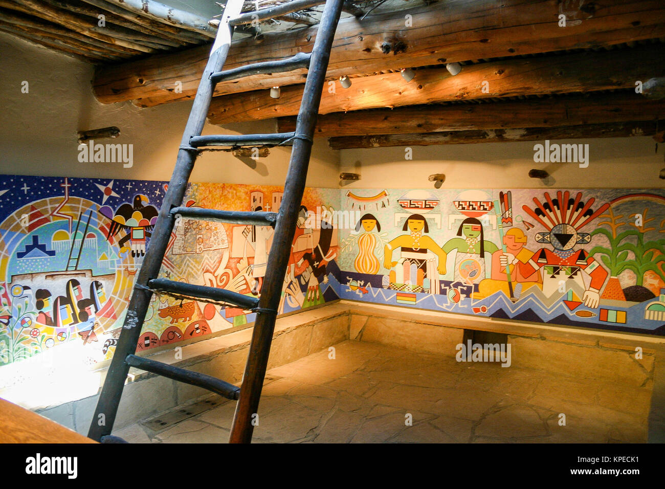 Kiva Hopi moderne peinture murale par les artistes Michael Kabotie et ...