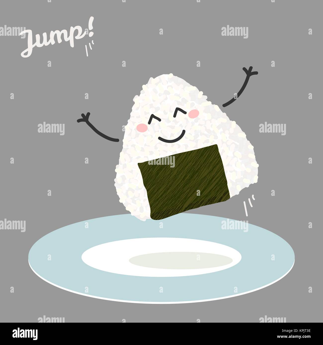 Onigiri saut illustration. Balle de riz japonais Triangle entouré d ...