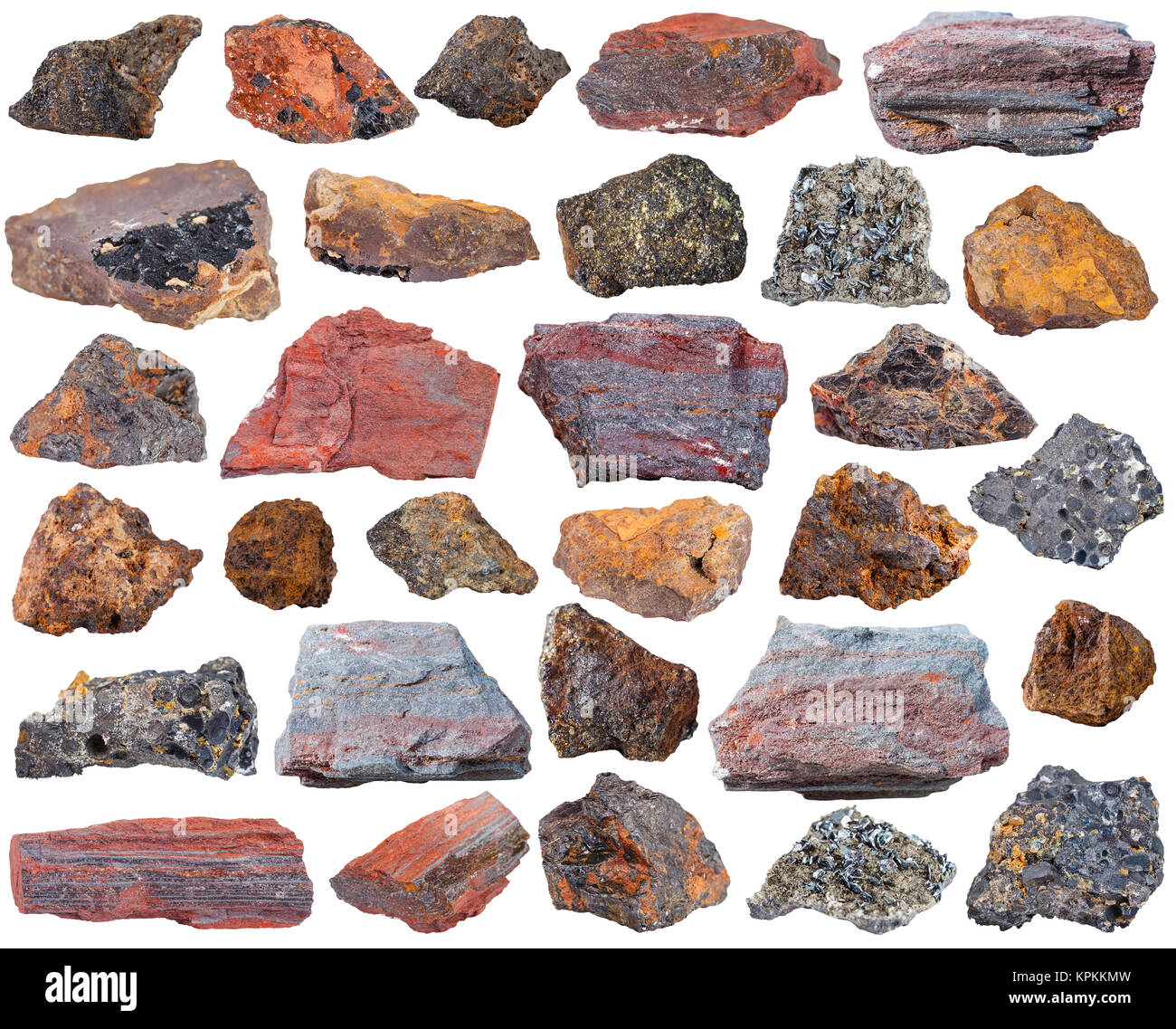 Les roches minérales naturelles - différentes pierres de minerai de fer ...