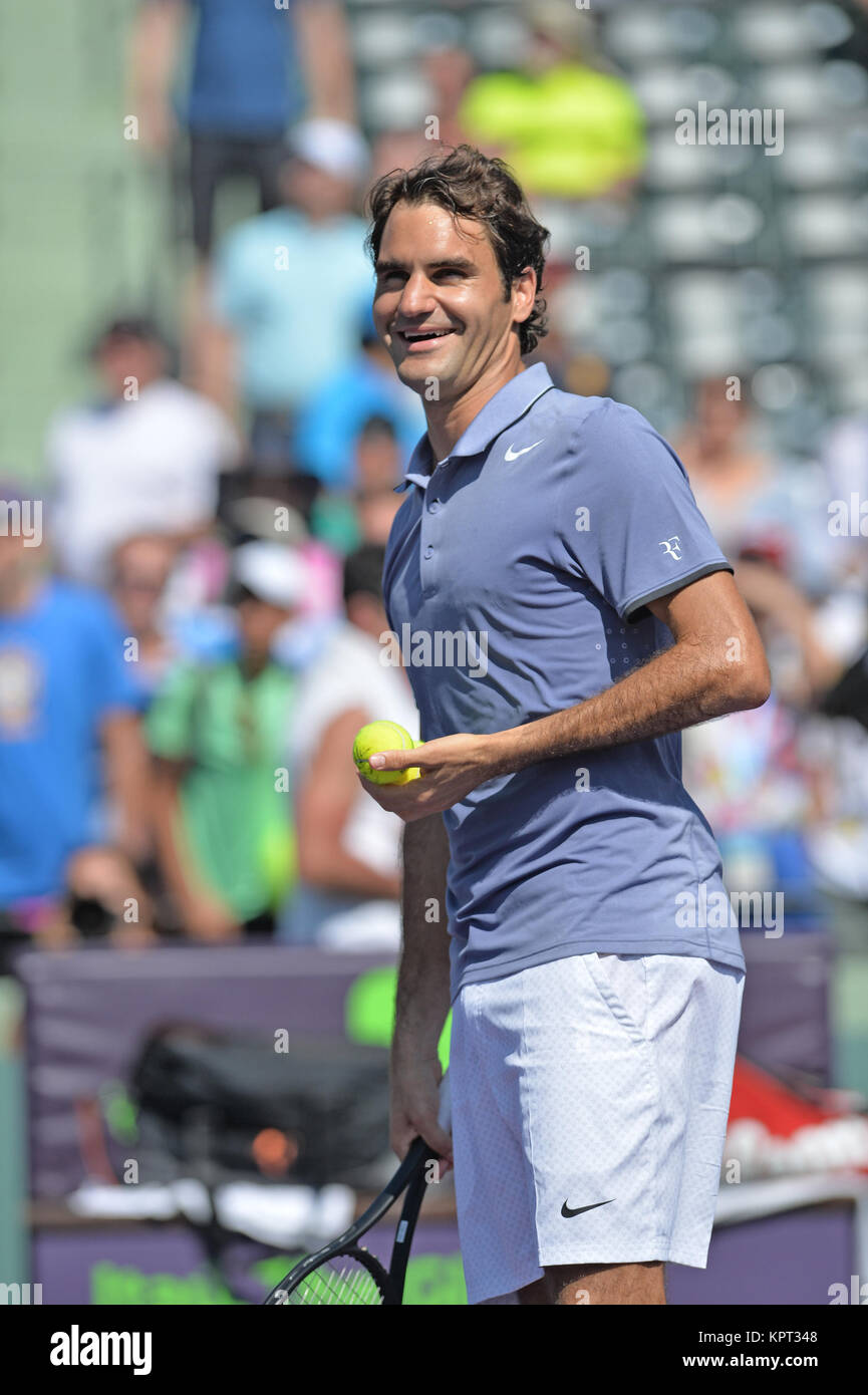 KEY BISCAYNE, Floride - le 21 mars : La Suisse de Roger Federer bat Ivo ...