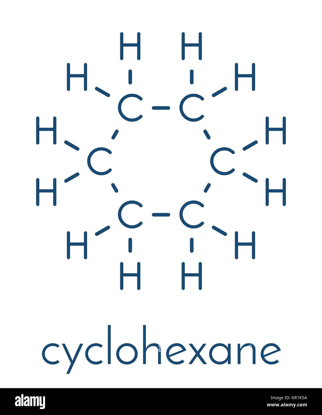 Le cyclohexane molécule de solvant chimique. Formule topologique Image ...