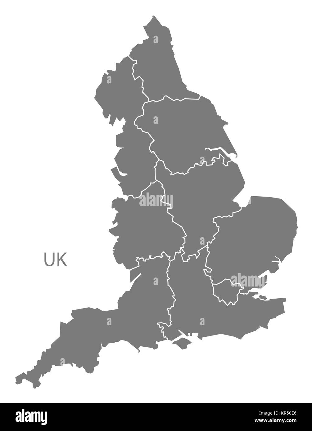 Carte de l'Angleterre avec les comtés gray Photo Stock - Alamy