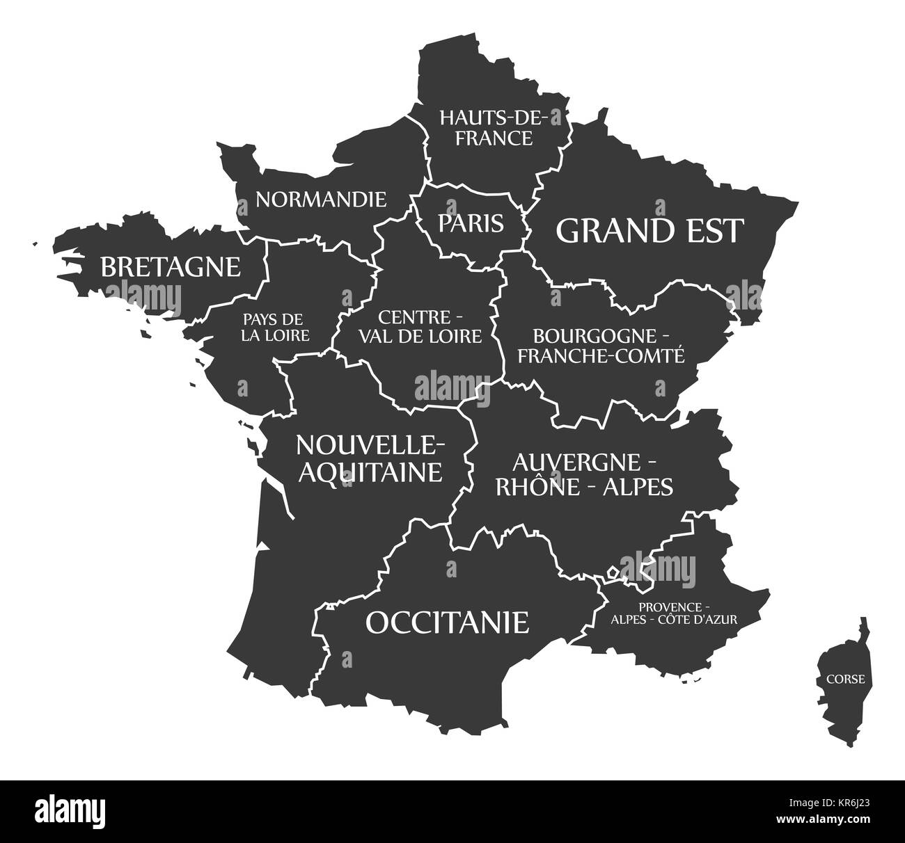 Regions france map vector Banque de photographies et d’images à haute ...