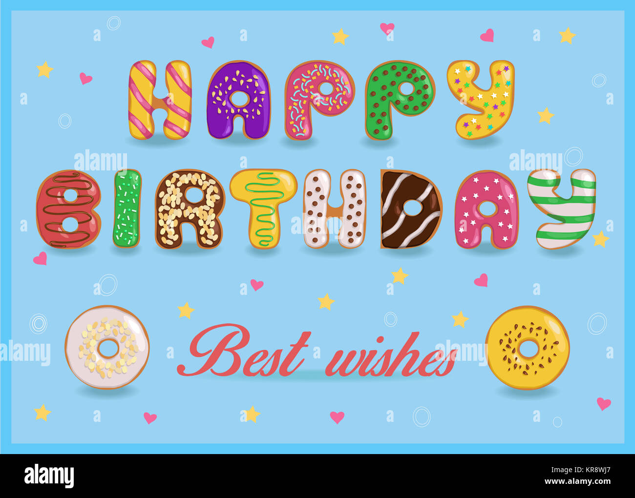 Joyeux anniversaire. Sweet donuts colorés font Photo Stock - Alamy
