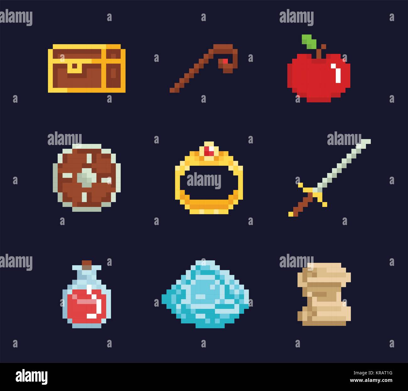 Pixel art illustration isons vecteur pour le développement de jeu d ...