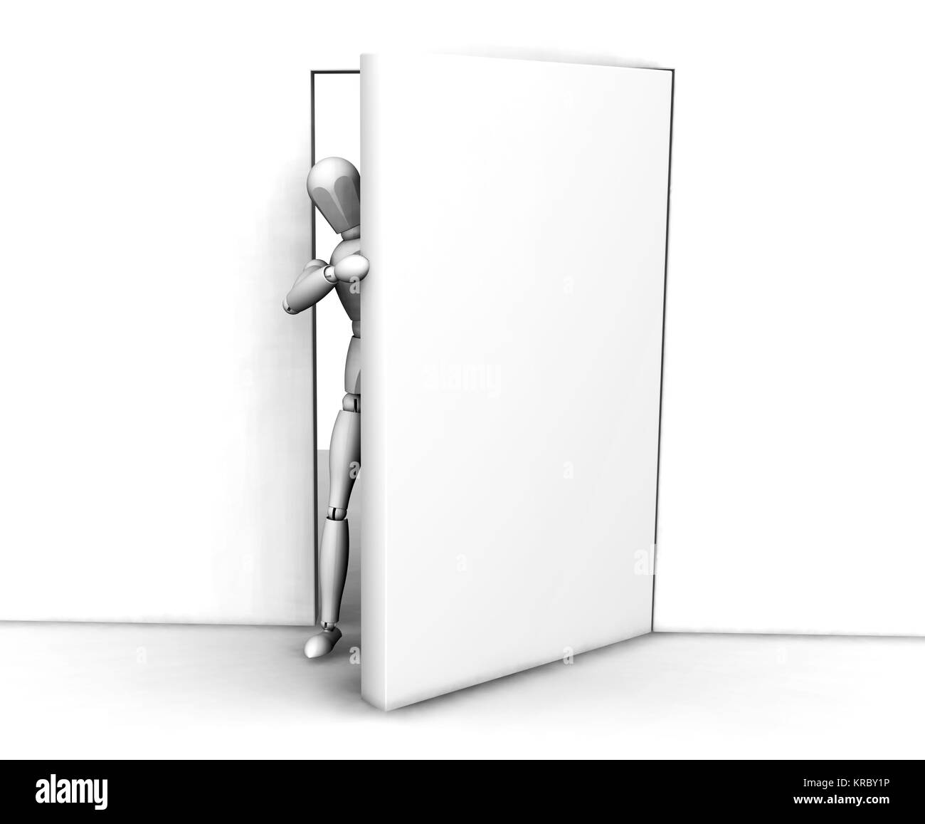 Homme ouvrant une porte homme Banque d'images noir et blanc - Alamy
