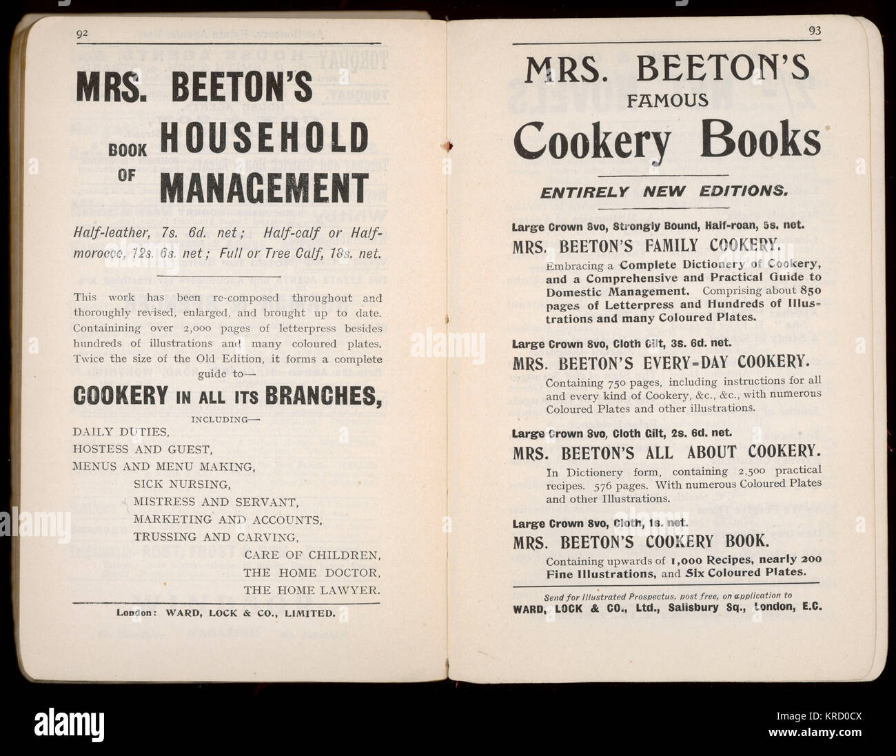 Mrs beetons cookery book Banque de photographies et d’images à haute ...