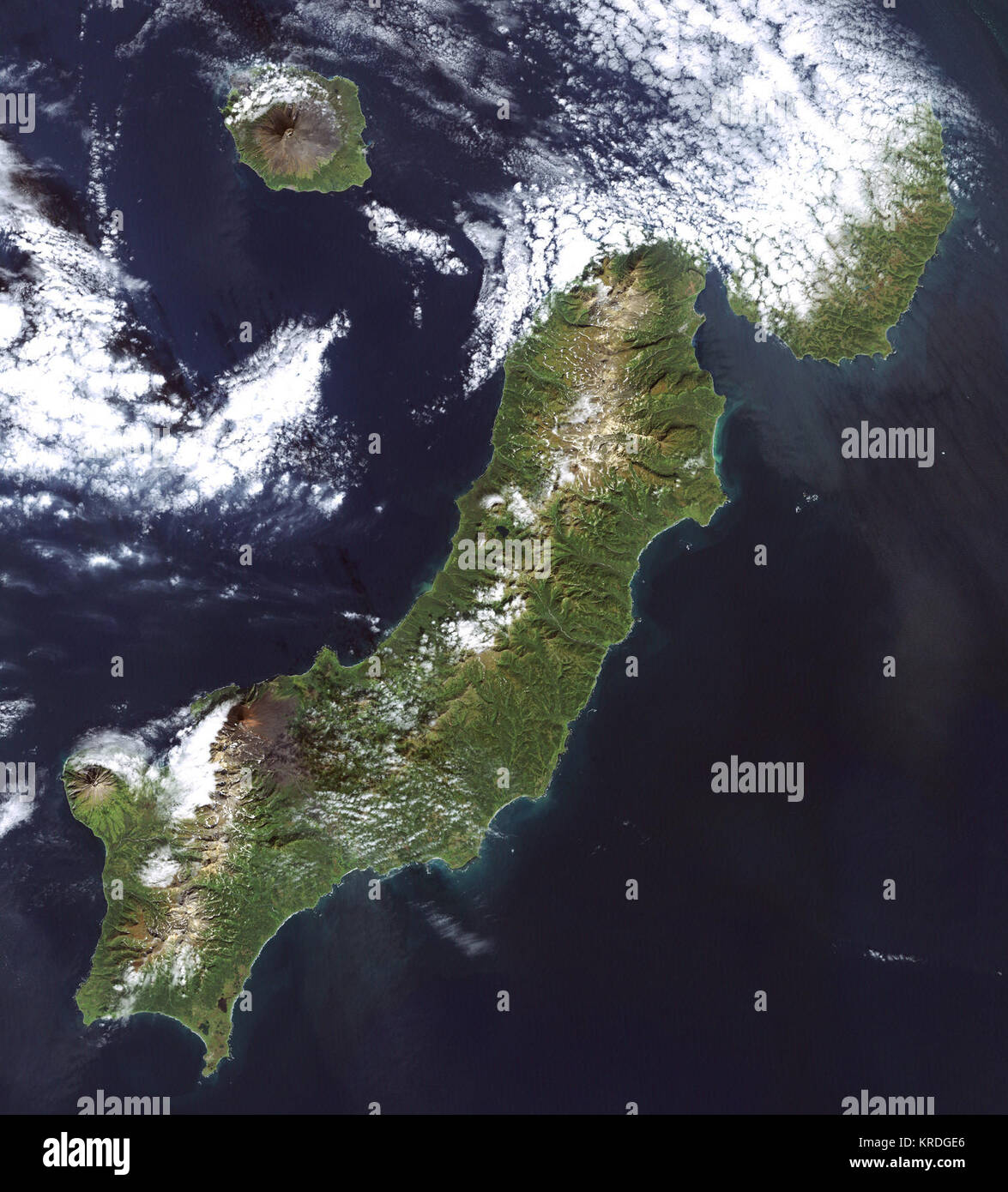 Paramushir, Atlasov, Shumshu - satellite Landsat 7 Photo Stock - Alamy