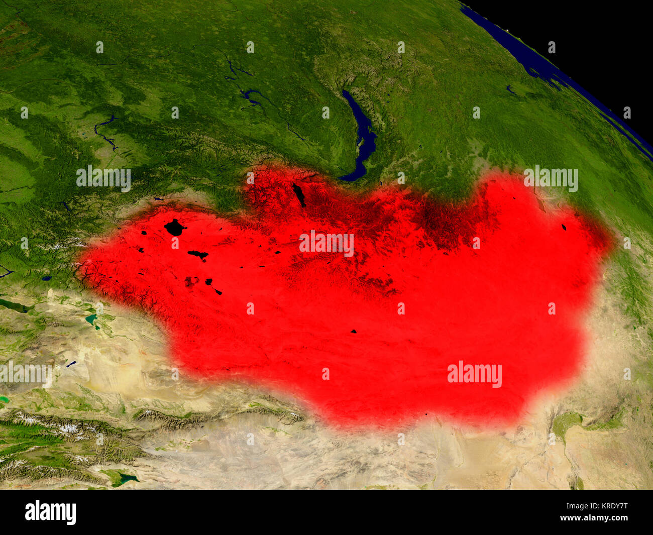 Mongolia map satellite geography Banque de photographies et d’images à ...