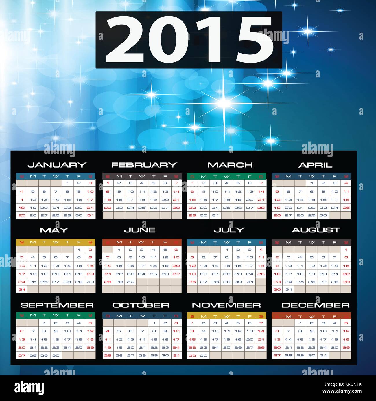 Calendrier 2015 avec un design simple Banque de photographies et d ...