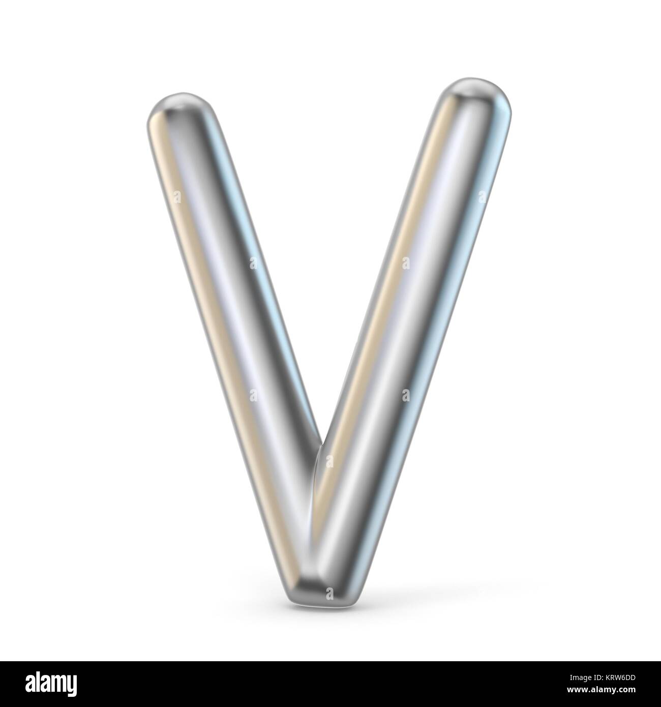 Symbole de l'alphabet en métal. Lettre V 3D Photo Stock - Alamy