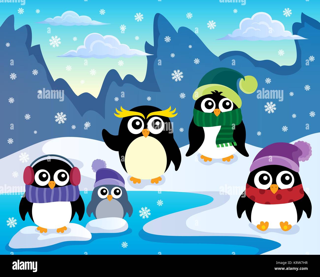 Scarf penguin snow character winter Banque de photographies et d’images ...