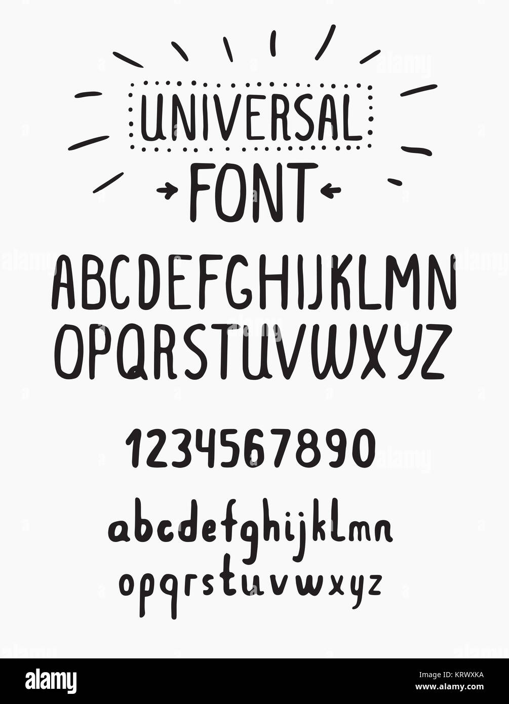 La police simple ligne. Alphabet universel avec les petites et les lett ...