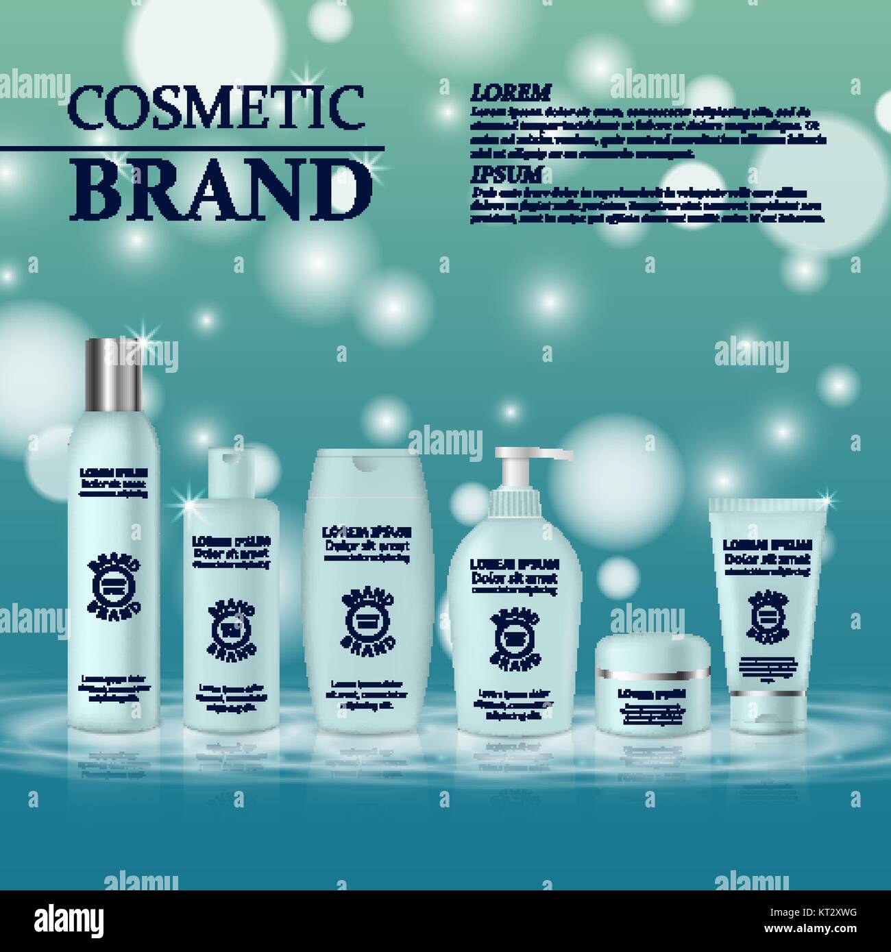 3D réaliste bouteille cosmétique modèle ads. Publicité de la marque de ...