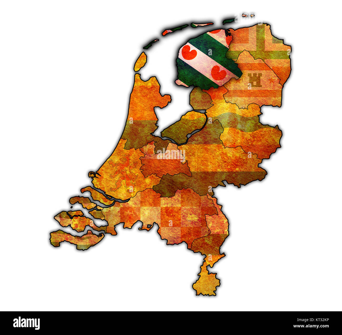 Frise la carte des provinces des Pays-Bas Photo Stock - Alamy