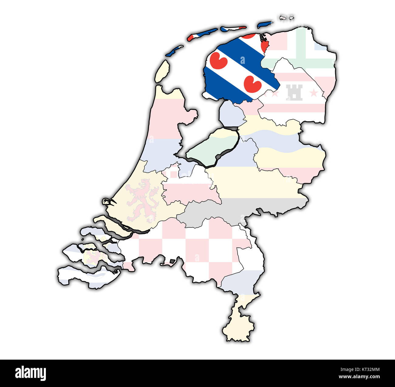 Frise la carte des provinces des Pays-Bas Photo Stock - Alamy