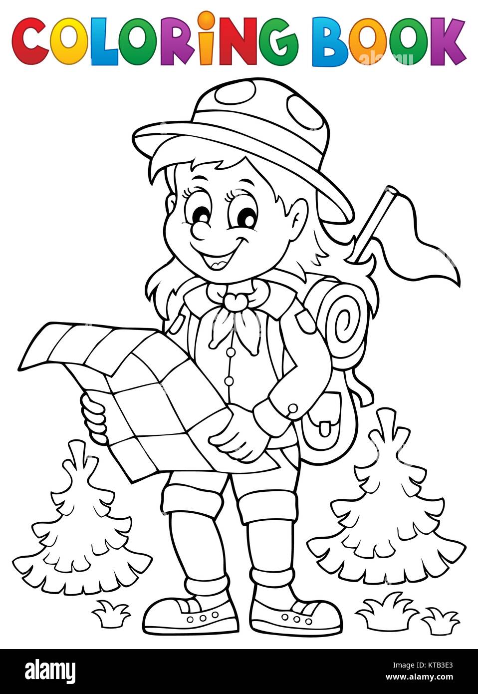 Livre de coloriage fille scout thème 2 Photo Stock - Alamy
