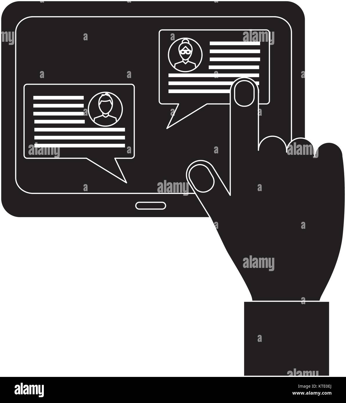 Côté écran tactile Tablet chatter vecteur de communication illustration ...