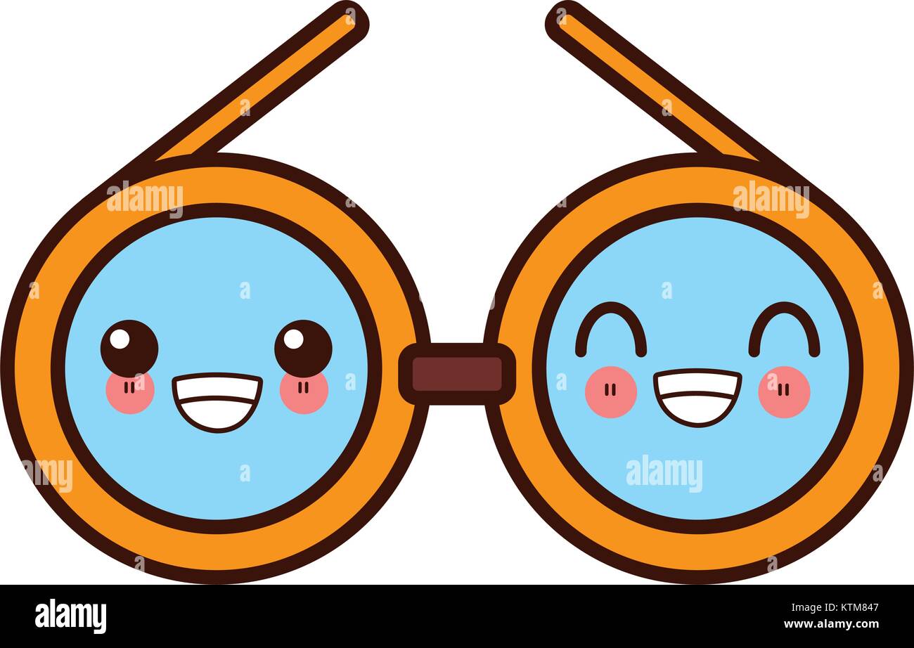 Symbole Du Cadre Rond Lunettes Kawaii Cute Cartoon Vector Illustration