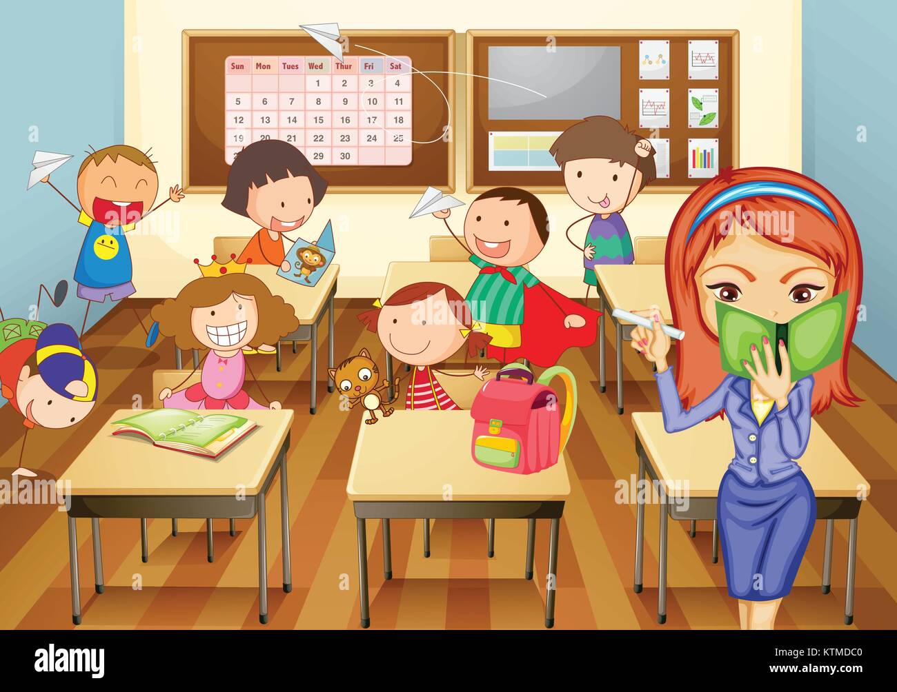 élèves dans une salle de classe Banque d'images vectorielles - Alamy