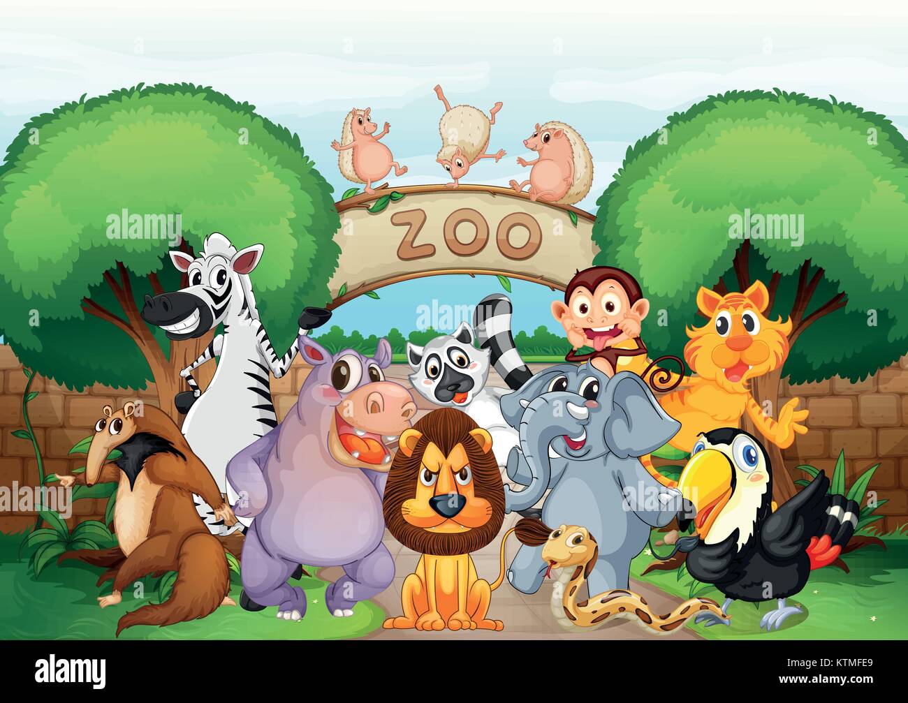Illustration du zoo et animaux dans une belle nature Image Vectorielle ...