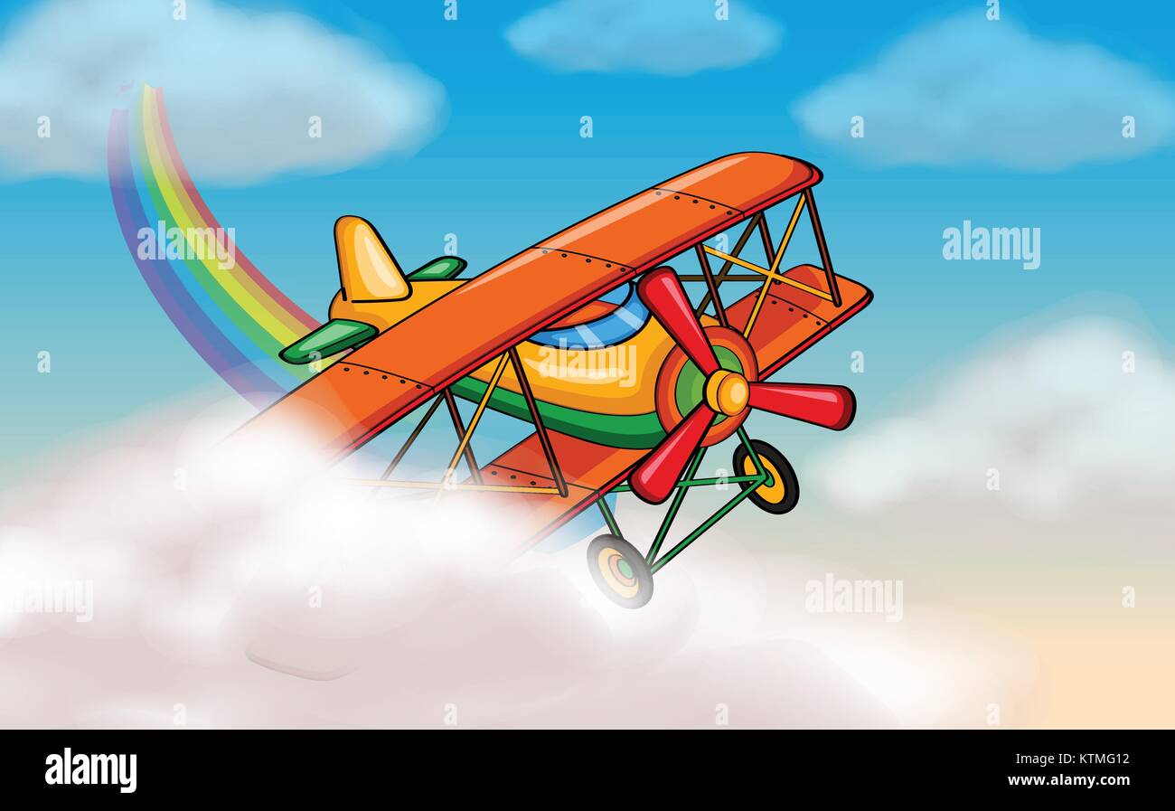 Illustration d'un vol d'un avion dans le ciel Image Vectorielle Stock ...