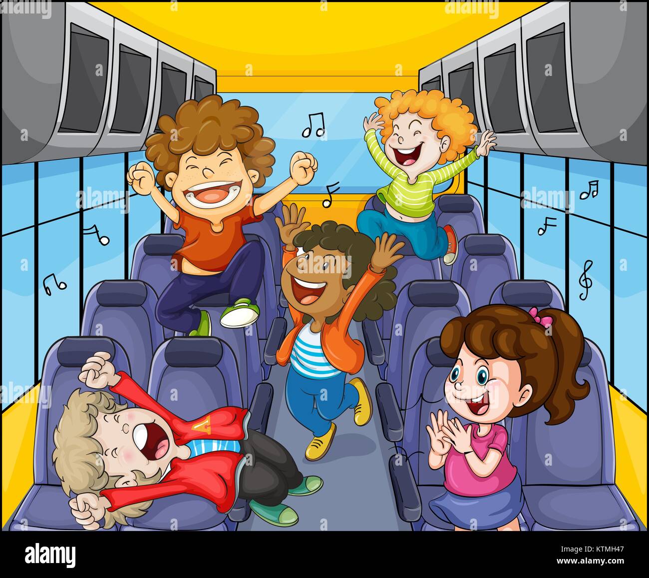 Illustration d'un des enfants dans le bus Image Vectorielle Stock - Alamy