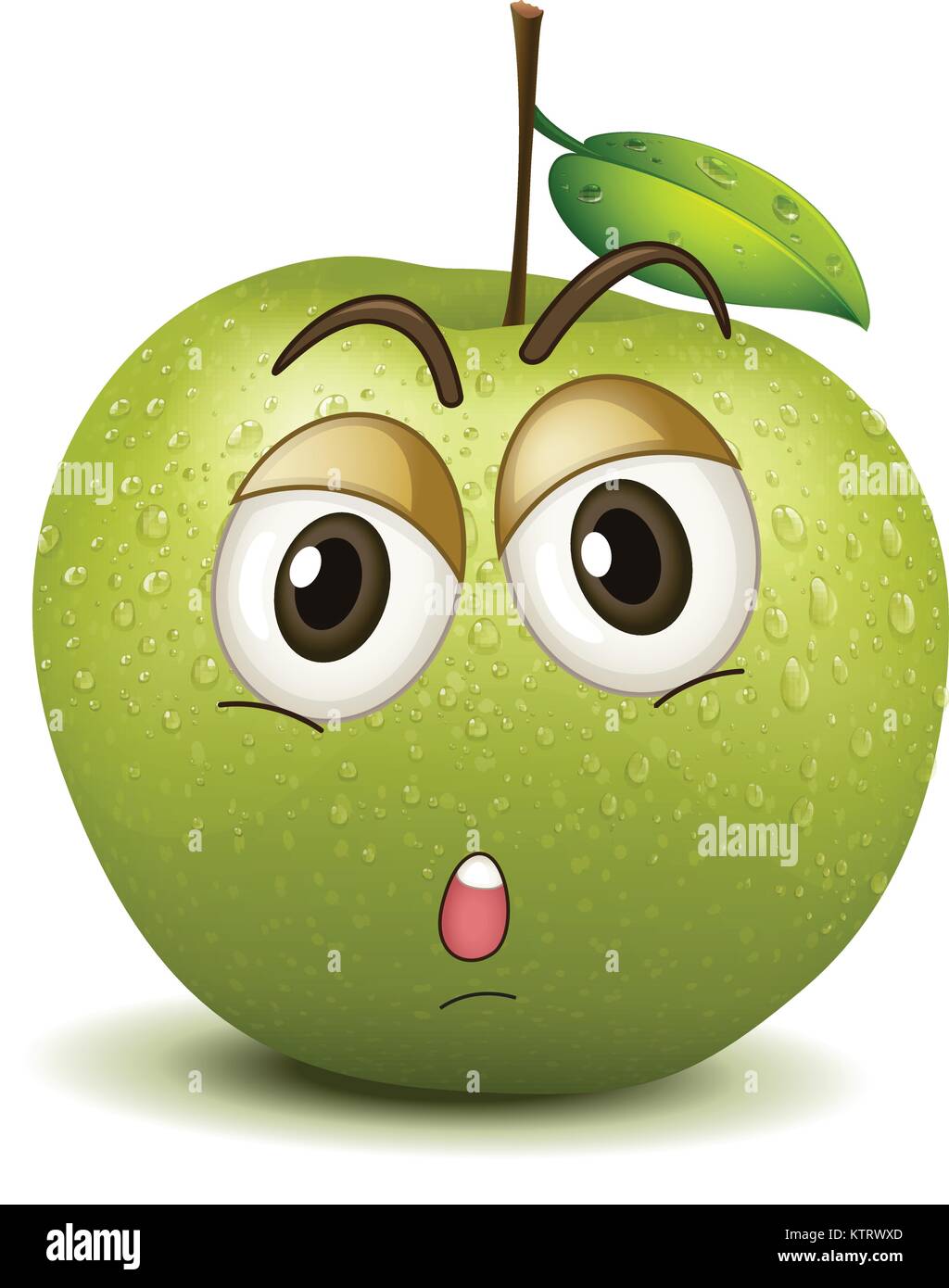 Apple fruit cartoon smiley Banque d'images vectorielles - Alamy