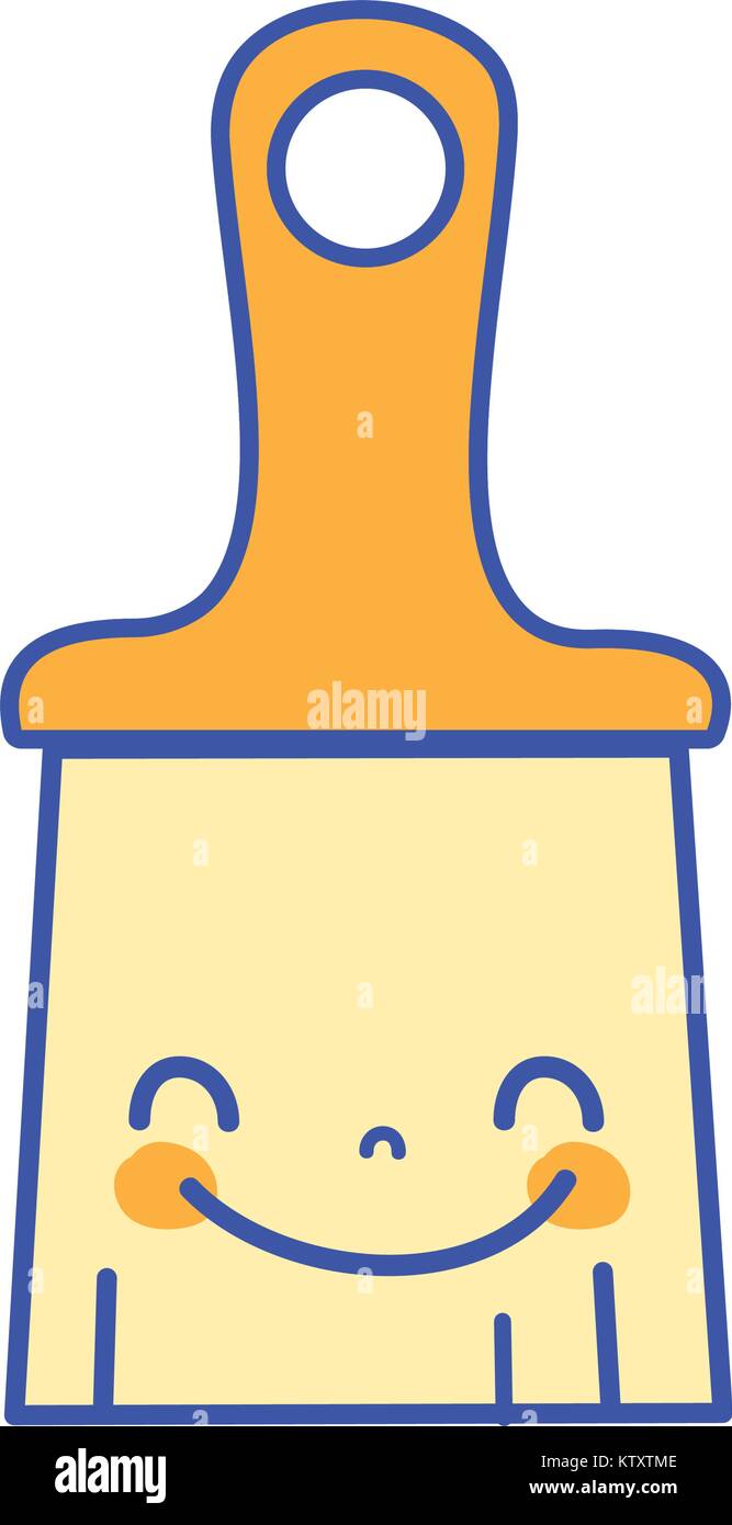 La couleur de ligne kawaii cute heureux objet brush Image Vectorielle ...