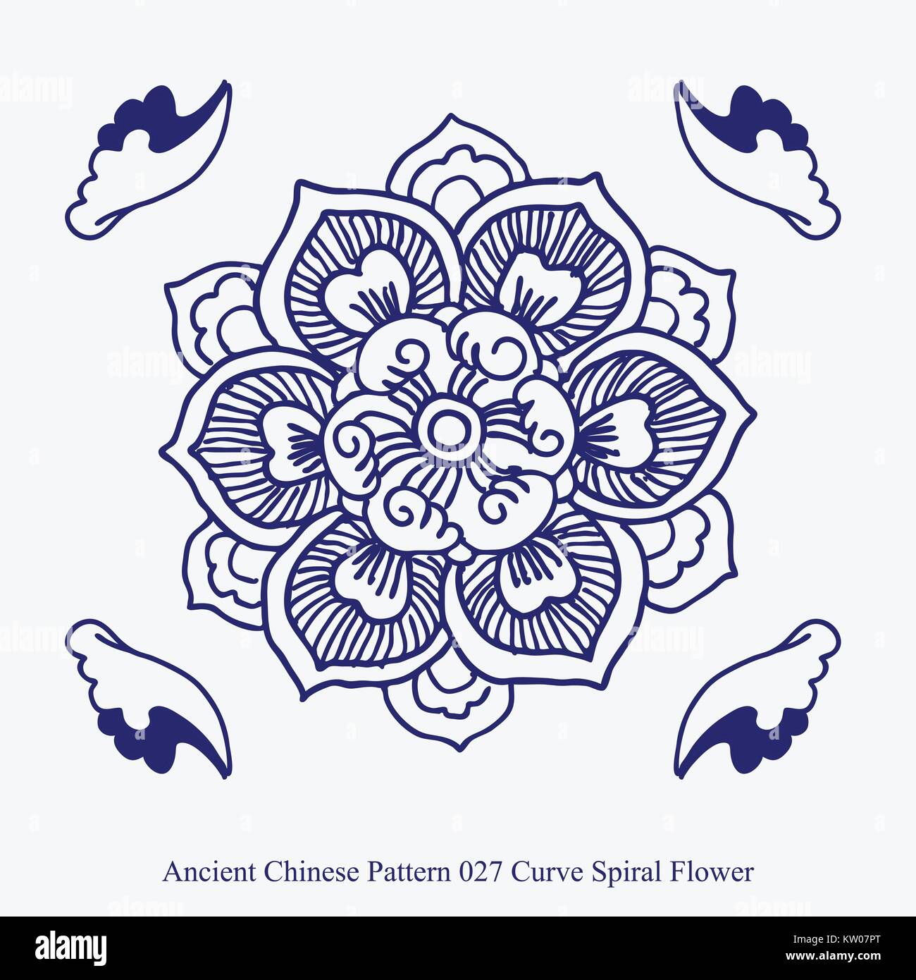 Schéma de la Chine ancienne fleur spirale courbe Image Vectorielle ...