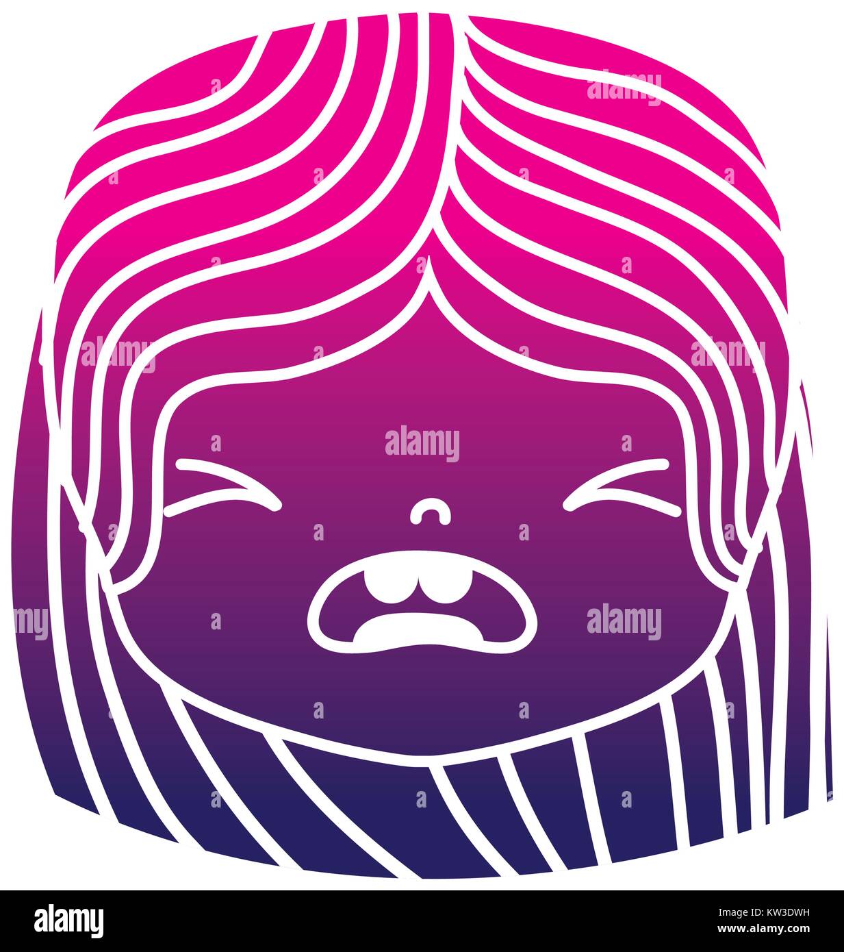 Fille silhouette tête avec hairstyle et pitié face vector illustration ...