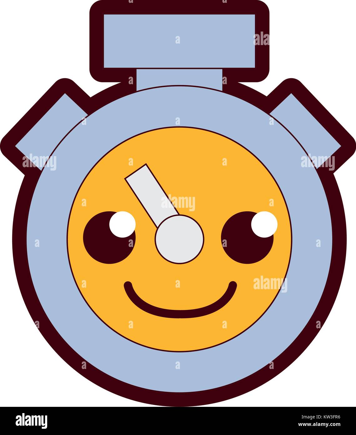 La couleur de ligne heureux et cute kawaii objet chronomètre vector ...
