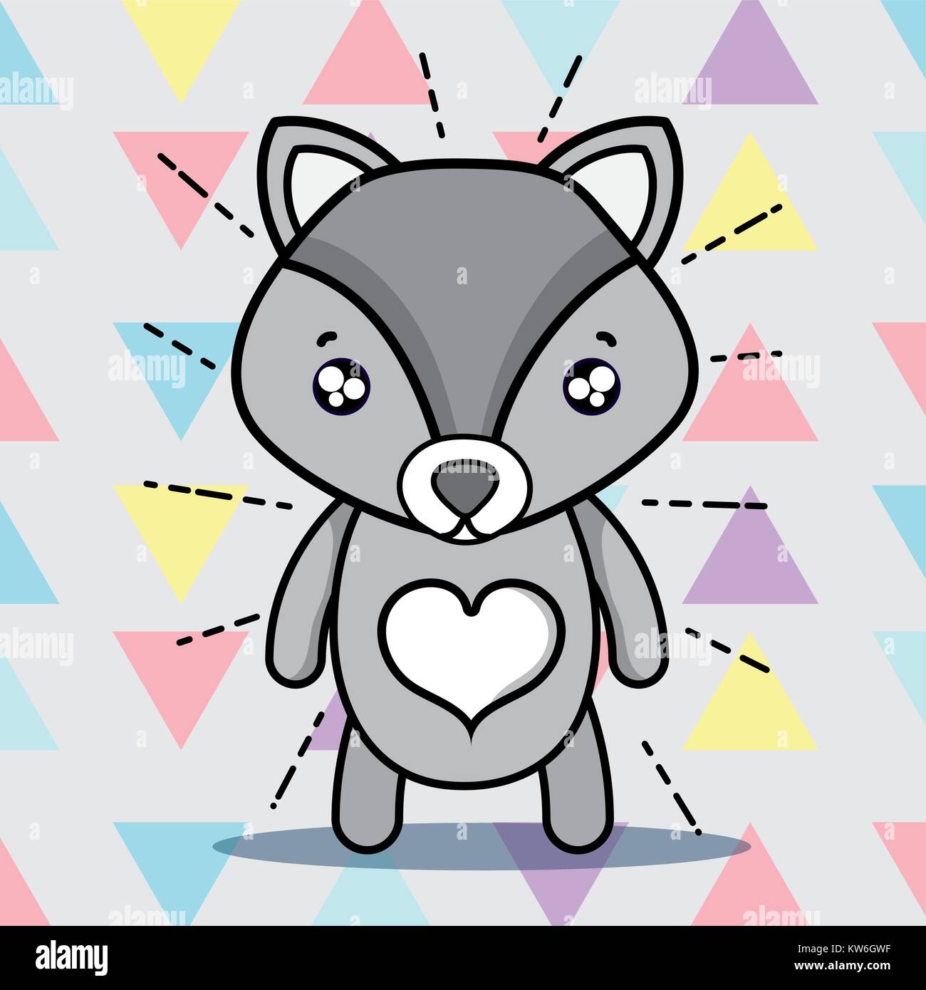 Loup kawaii cute expression design vector illustration Image ...