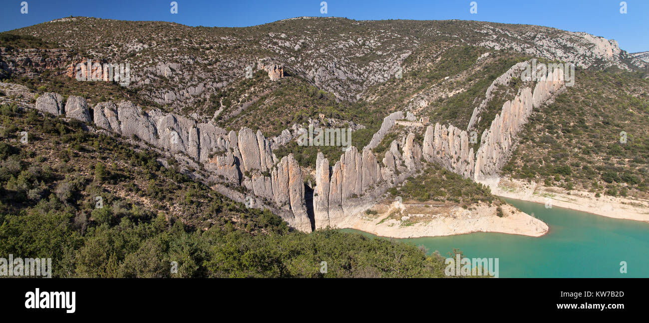 Panorama de la province d'Huesca, mur de Finestres, Aragon, Espagne ...
