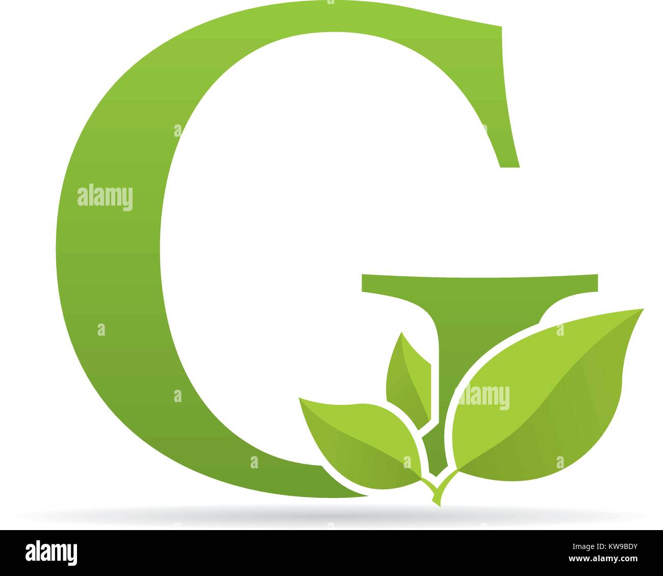 Logo avec la lettre g de couleur vert décoré de feuilles vertes - image ...