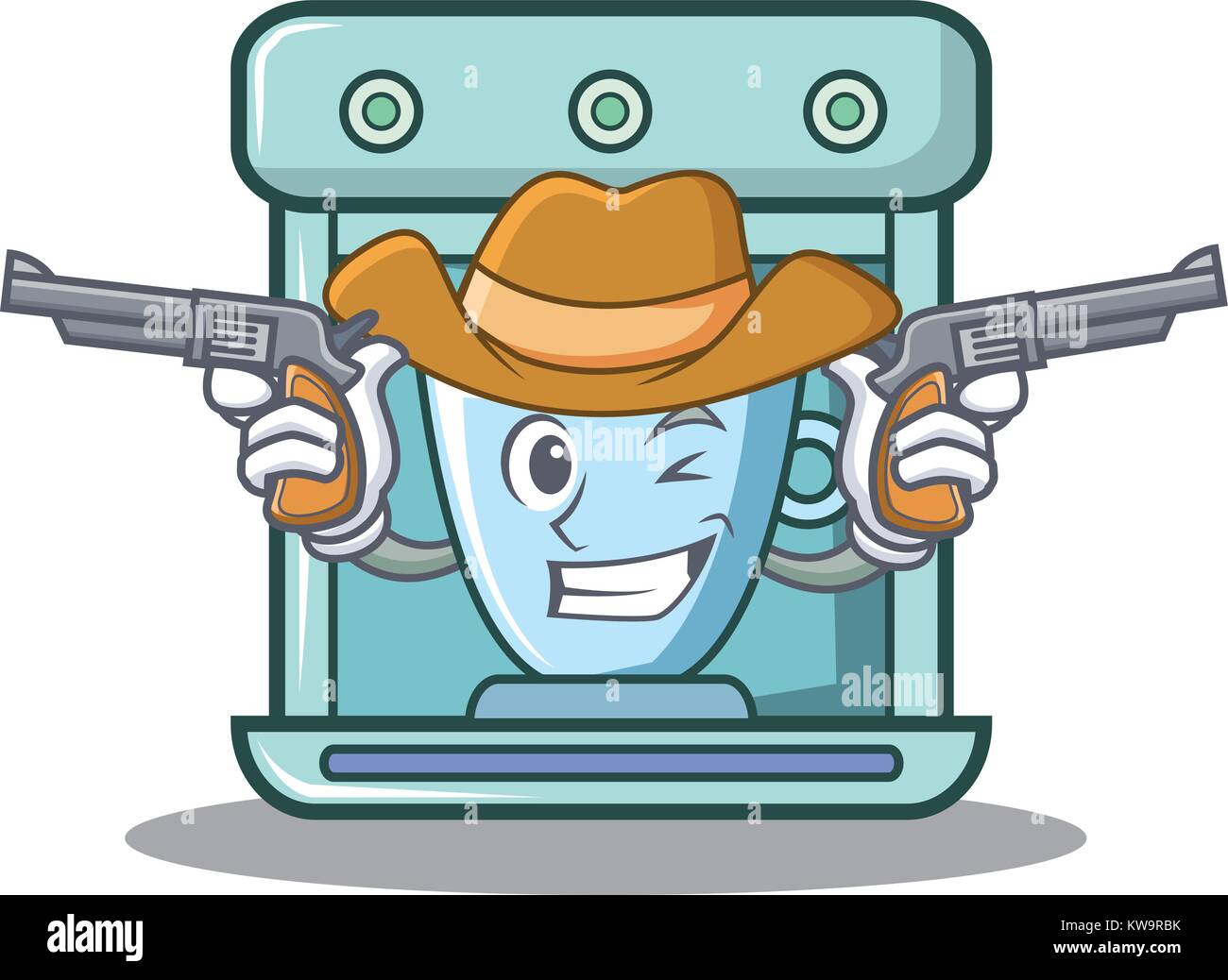 Cartoon caractères cafetière Cowboy Image Vectorielle Stock - Alamy
