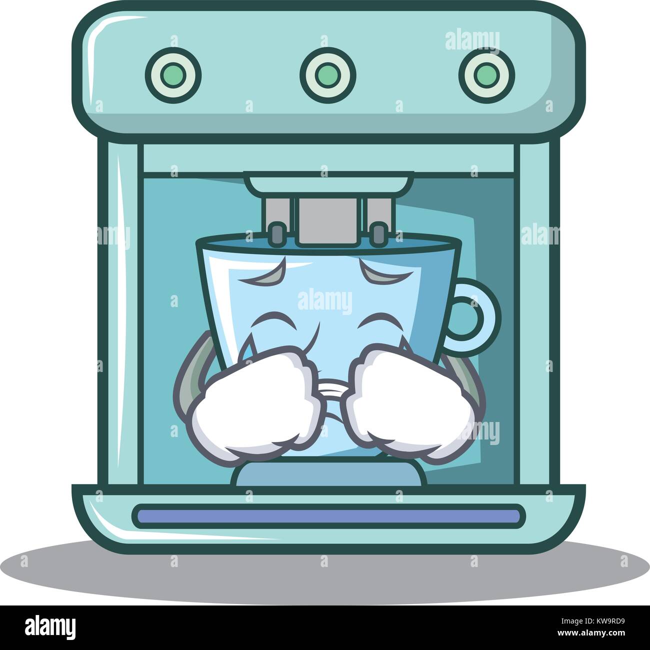 Cartoon caractères pleurer cafetière Image Vectorielle Stock - Alamy