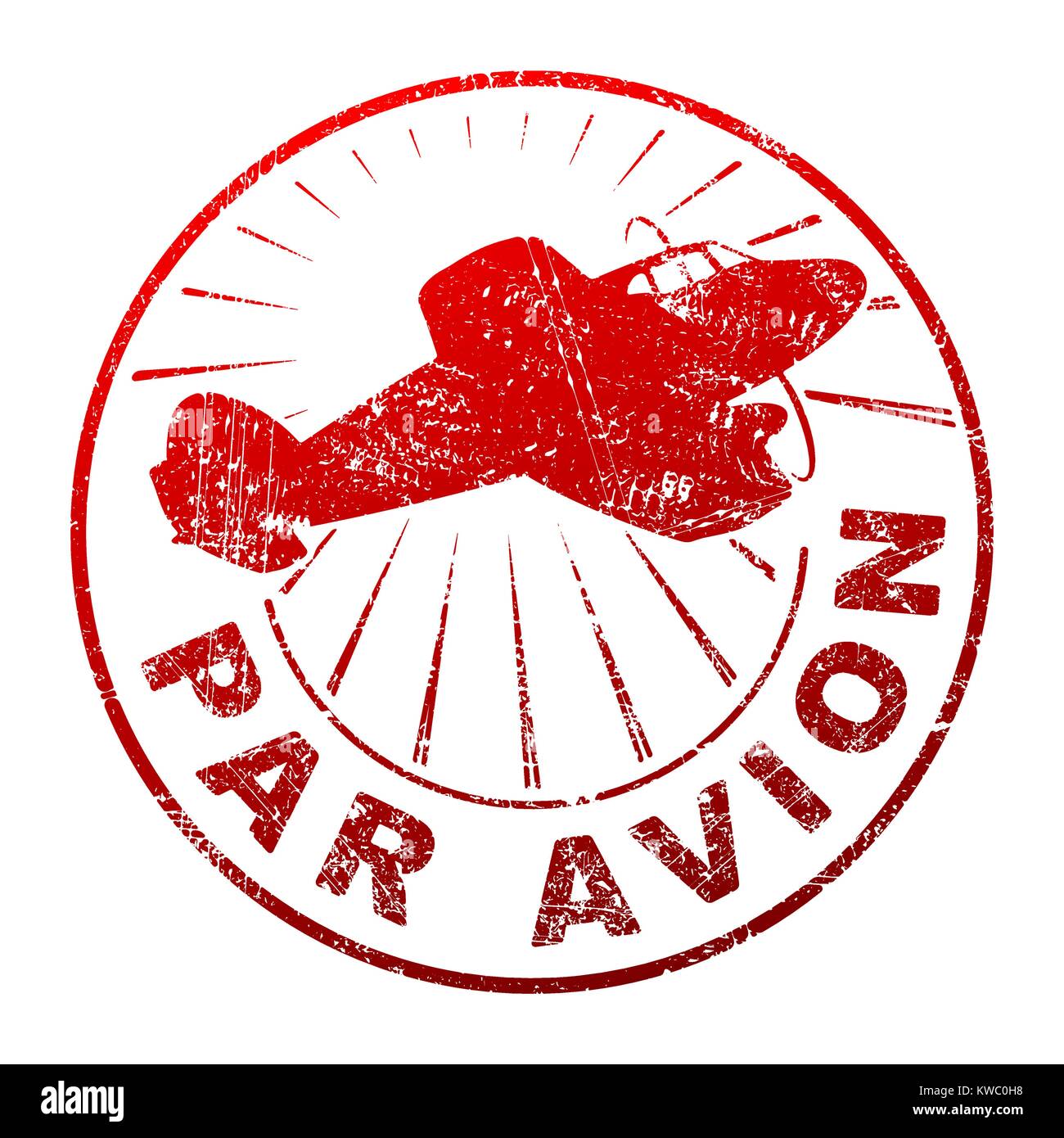 Par avion grunge style vector tampon de caoutchouc avec silhouette d ...