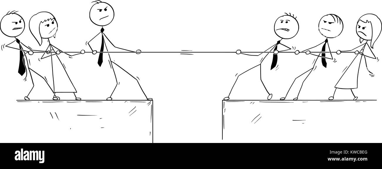 Tug war rope drawing team Banque d'images noir et blanc - Alamy
