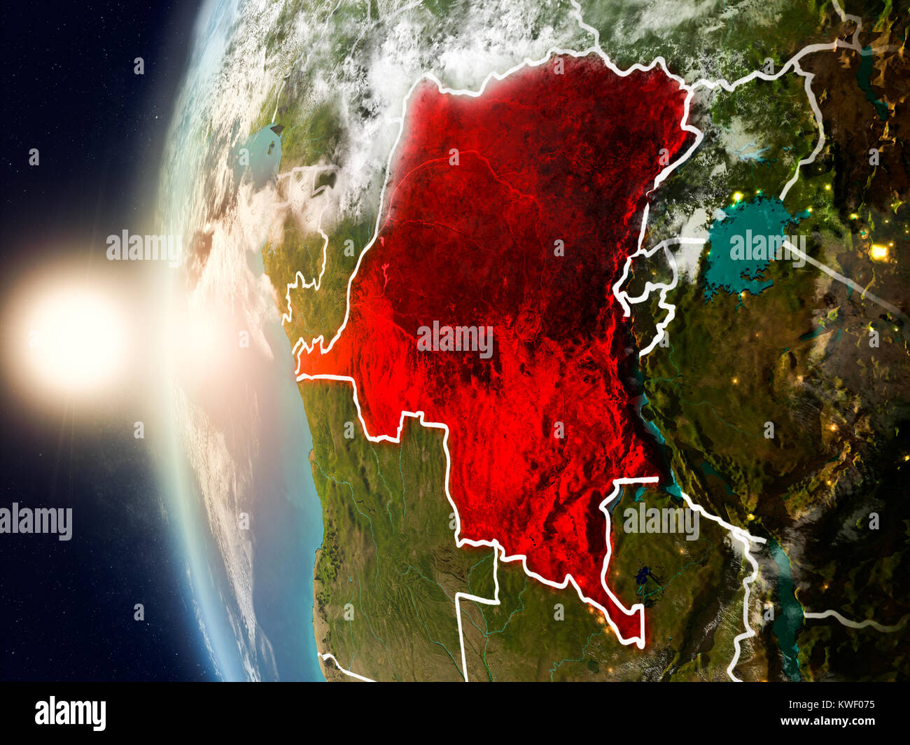 Vue satellite de la République démocratique du Congo a souligné en ...