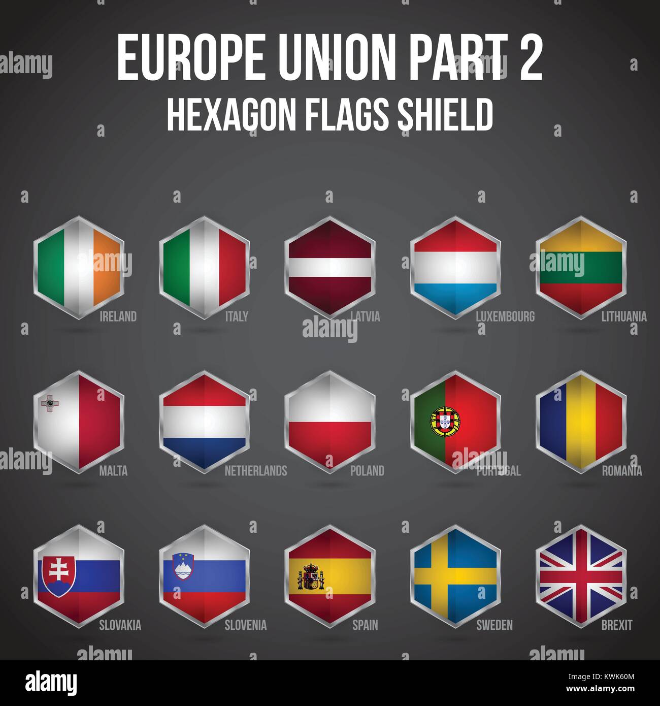 L'Europe Union Européenne Drapeaux hexagonale Shield Image Vectorielle ...