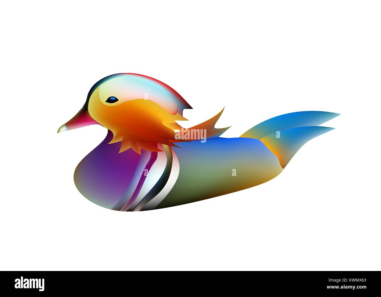 Funny cartoon un canard mandarin. Canard oiseau lumineux élégant Image ...