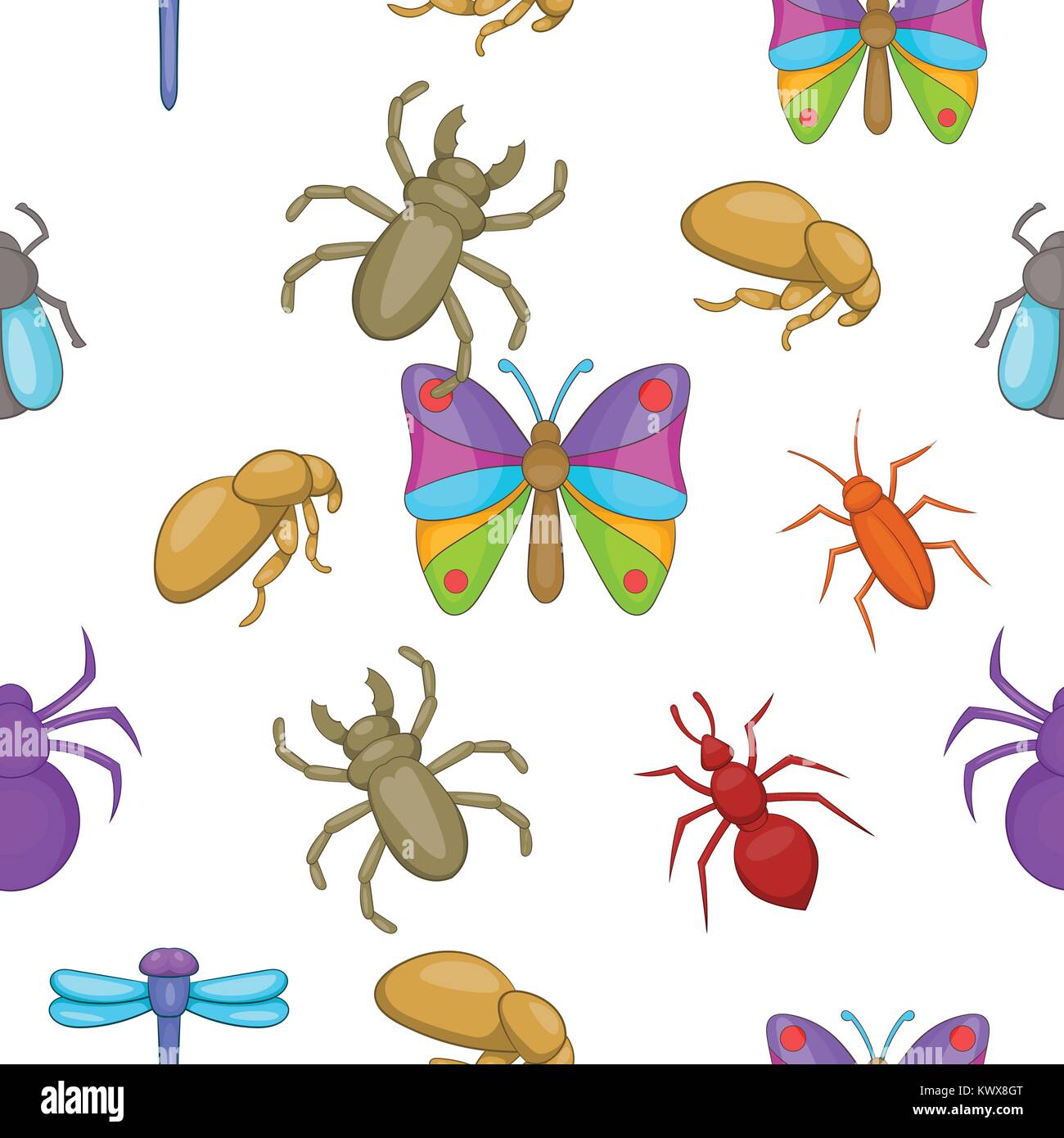 Types d'insectes. Cartoon illustration de types d'insectes modèle ...