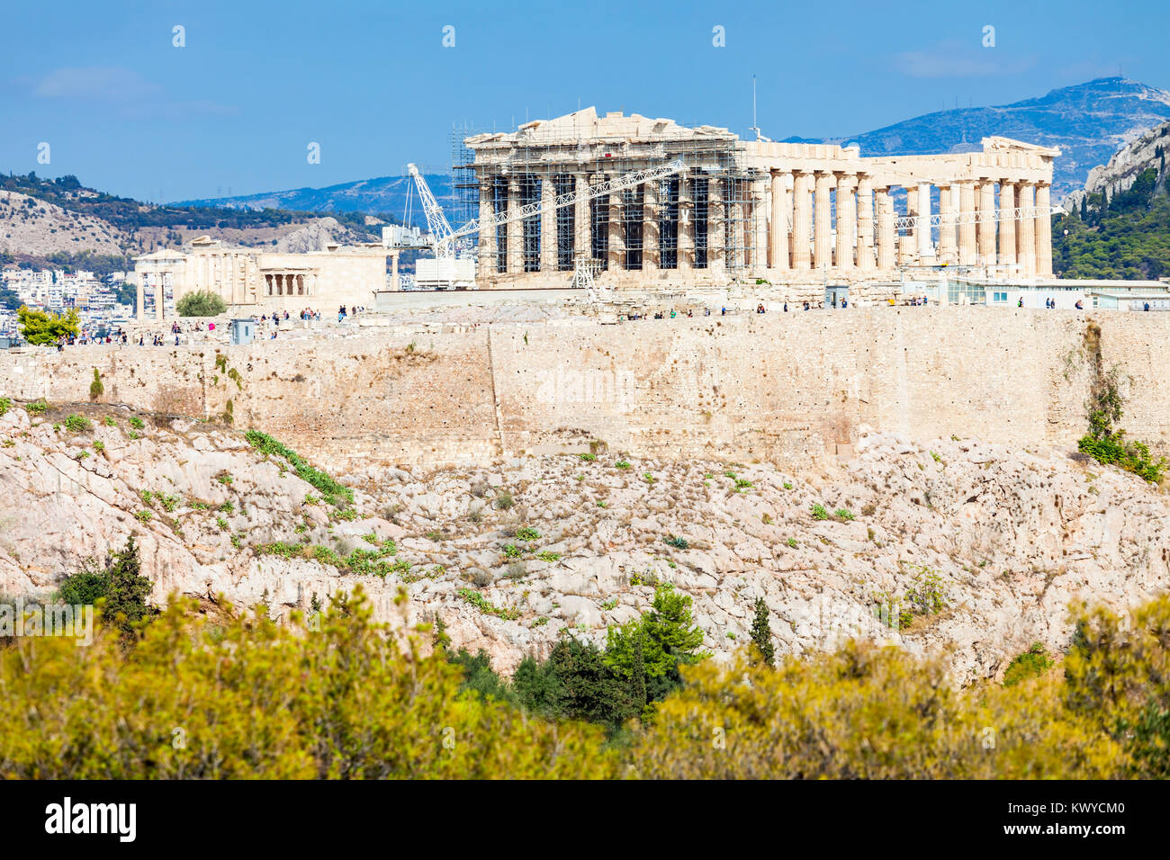 Le temple du Parthénon vue panoramique aérienne. Temple du Parthénon est un ancien temple grec ...
