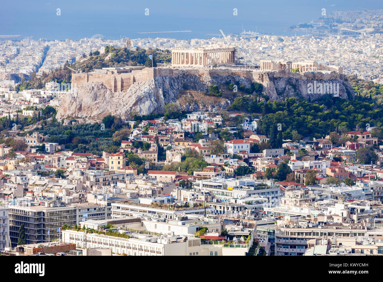 Le temple du Parthénon vue panoramique aérienne. Temple du Parthénon est un ancien temple grec ...